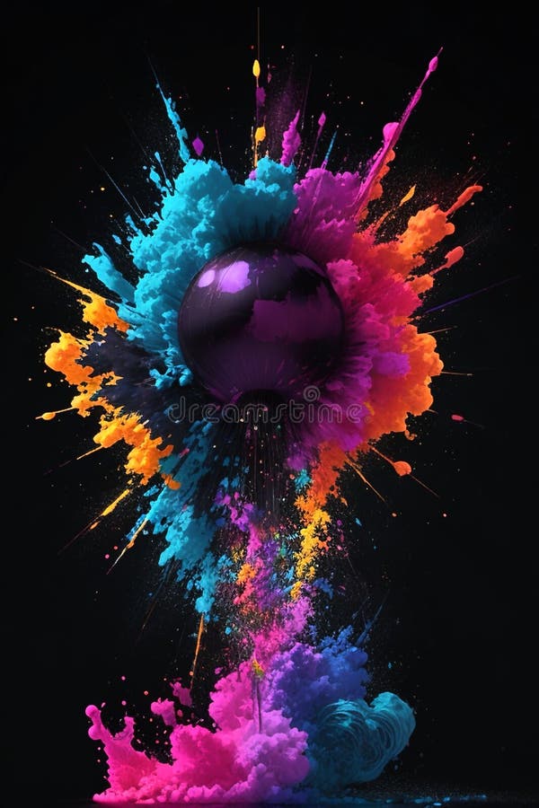 3d Colorful Paint Explosion Illustration Stock Illustration ...