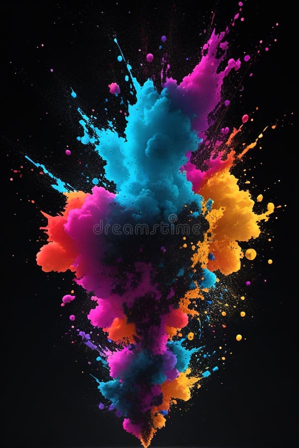 3d Colorful Paint Explosion Illustration Stock Illustration ...