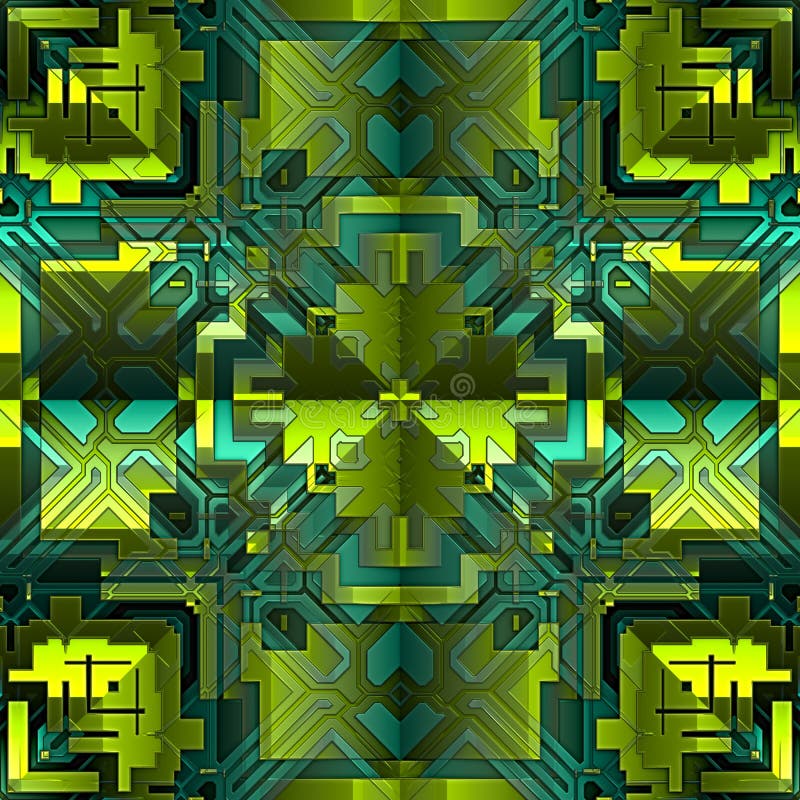 3d Effect Green Metallic Texture Geometric Pattern Stock Illustration ...