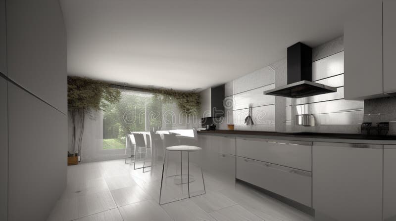3d Effect - Modern Kitchen - Ai-generated Stock Image - Image of ...