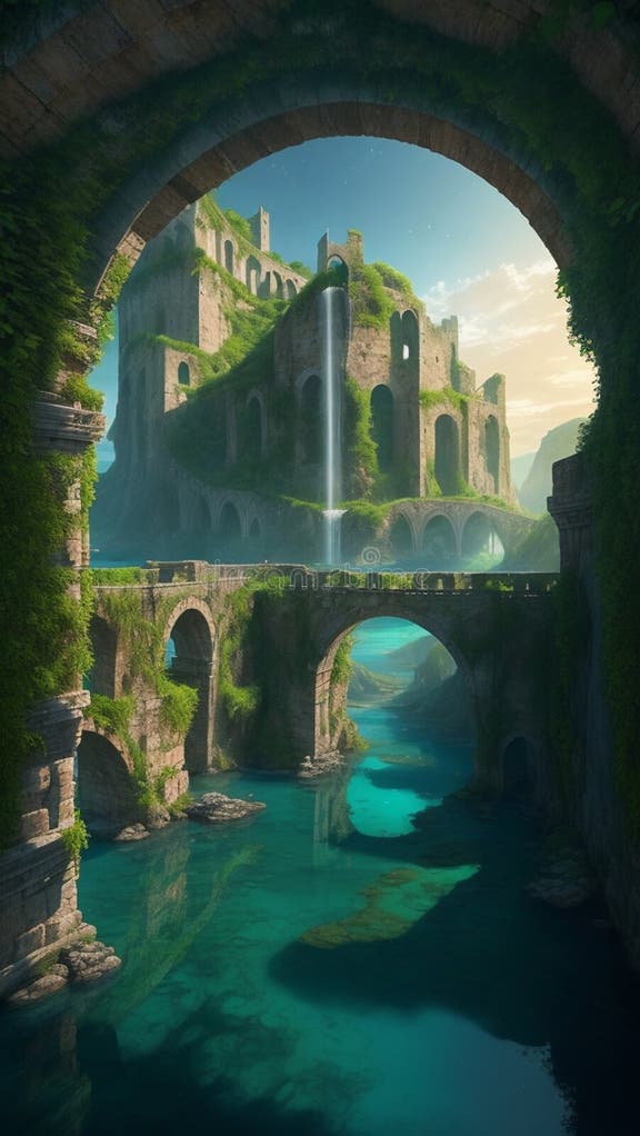 3d Effect - a Rendering of a Mystical Plateau Stock Illustration ...