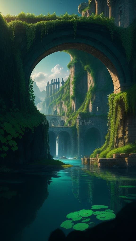 3d Effect - a Rendering of a Mystical Plateau Stock Illustration ...