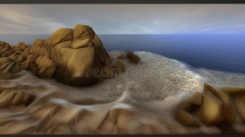 3d Effect - Rocky Coast - Ai-generated Stock Illustration ...