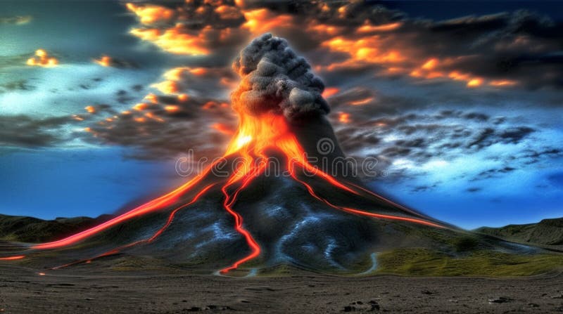 3d Effect - Volcano - Ai-generated Stock Illustration - Illustration of ...