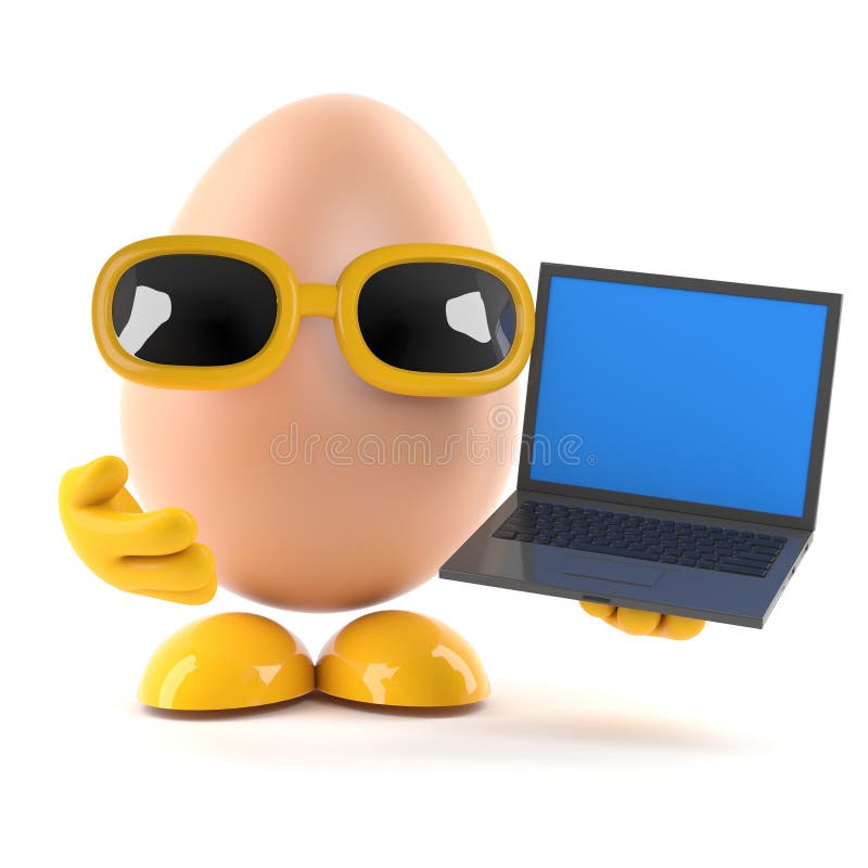 3d Egg with laptop stock illustration. Illustration of organic - 41808210