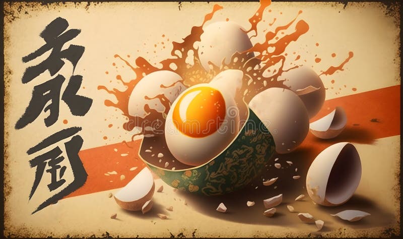 3D Egg Menu Concept Japanese Design, Anime Manga Stock Illustration ...