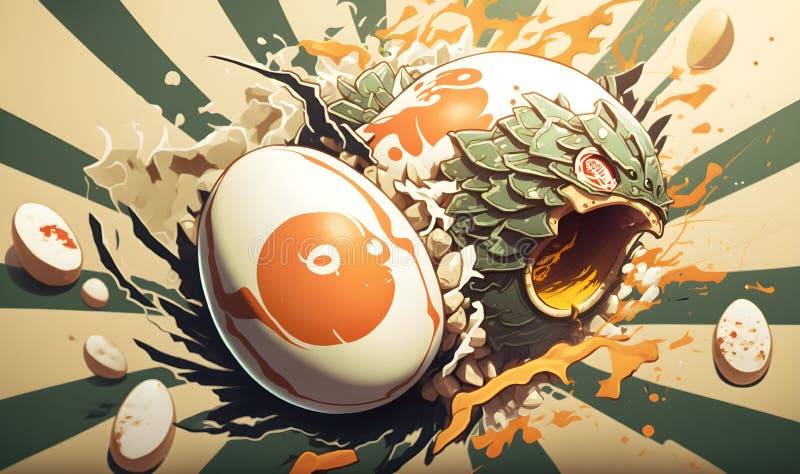 3D Egg Menu Concept Japanese Design, Anime Manga Stock Illustration ...