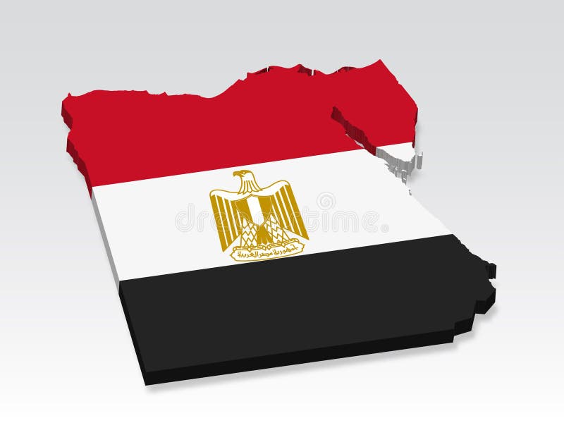 3D Egypt Map with Flag. Three Dimensional Map of Egypt with Shadow ...