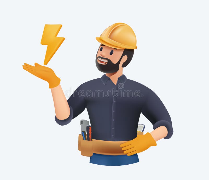 Electrician Holding Voltage Measuring Equipment Stock Illustrations ...