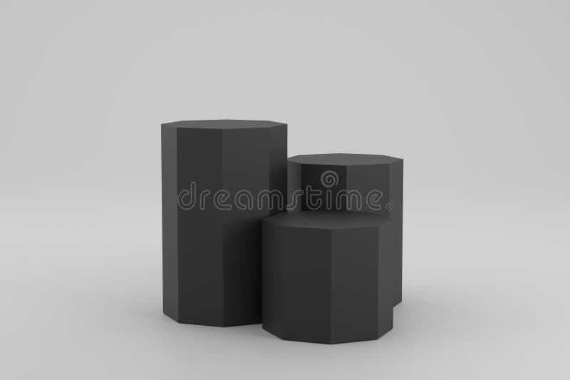 3D. Elegant Black Octagon Podium on Geometric Background for Premium ...