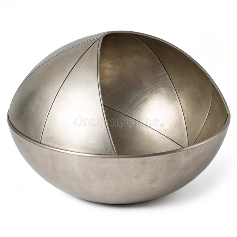 3D Element Semisphere Metal Geometric Shape Isolated on White Background Stock Illustration ...