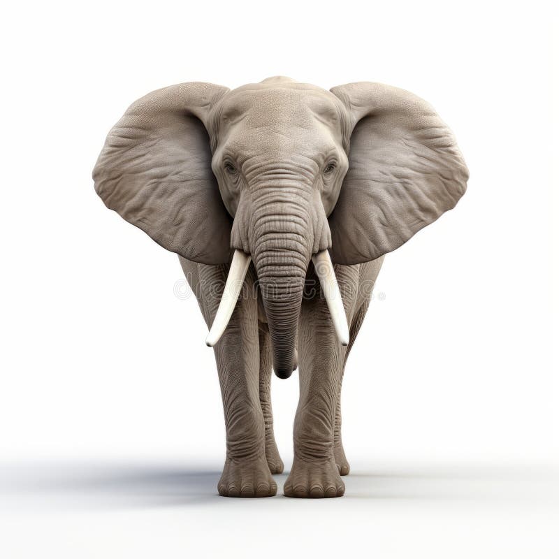 3d Cel Shaded Elephant Render on White Background Stock Illustration ...