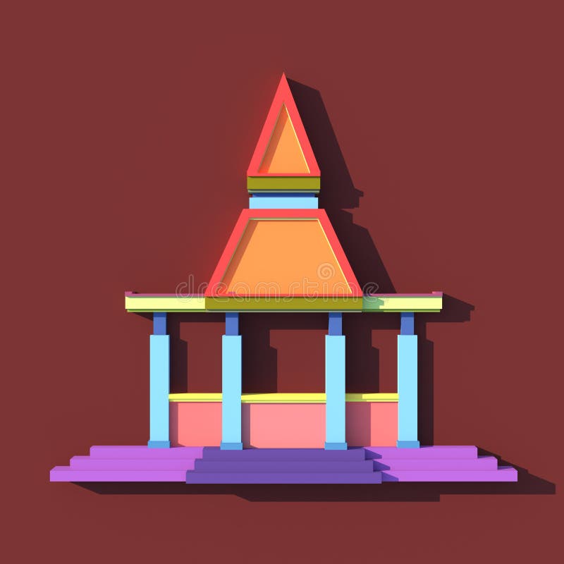 3D Elevation of South-east Asian Pavilion or Temple Front View Stock ... 3D Elevation of South-east Asian Pavilion or Temple Front View Stock ...