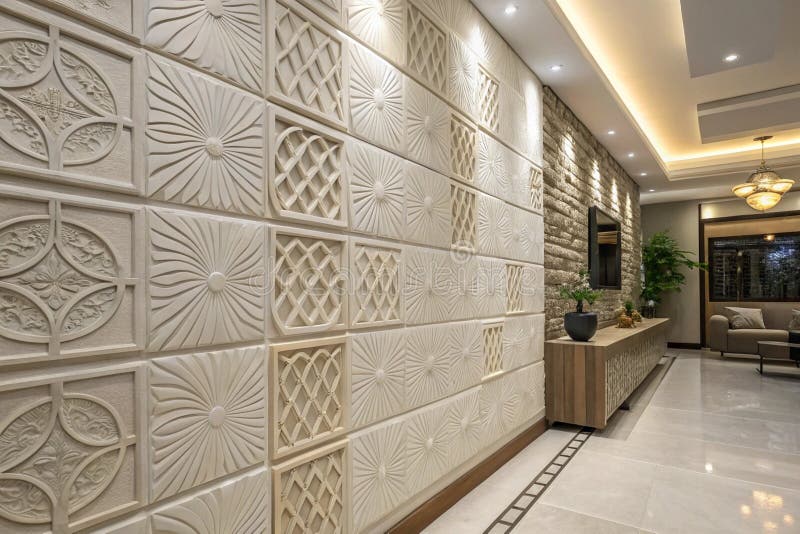 3D Elevation Wall Tiles Design with Ceramic Texture Stock Illustration ...