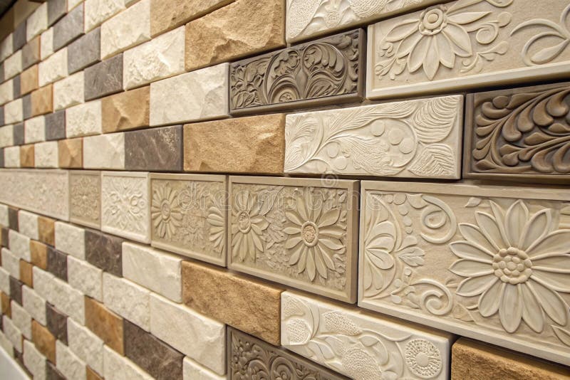 3D Elevation Wall Tiles Design with Ceramic Texture Stock Illustration ...