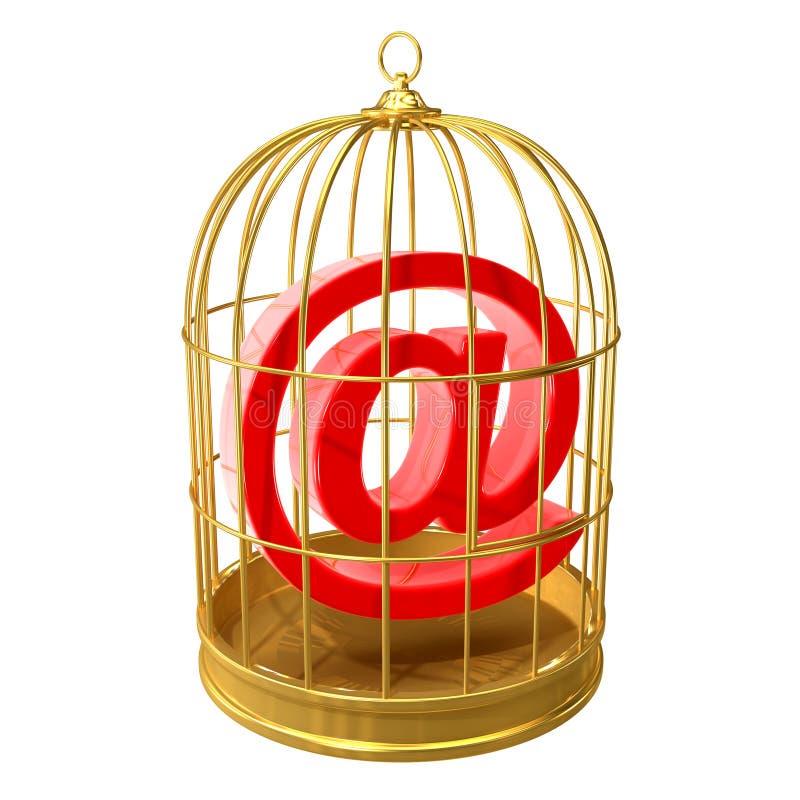 3d Email Address Symbol in a Birdcage Stock Illustration - Illustration ...