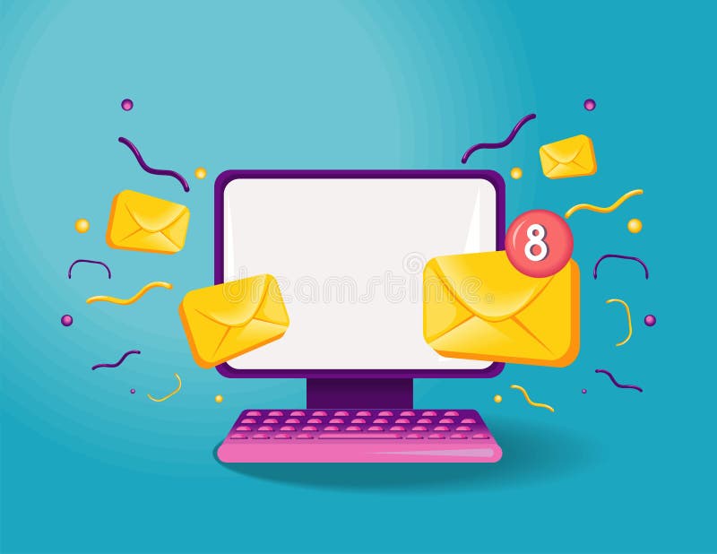3d email in desktop stock vector. Illustration of design - 258934831