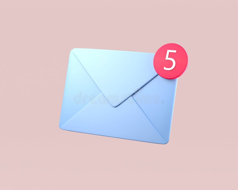 3D Email Icon with Notification, Unread Mail Logo. Stock Illustration ...