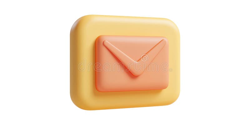 3D Email Icon Yellow. Digital Communication and Messaging Concept ...