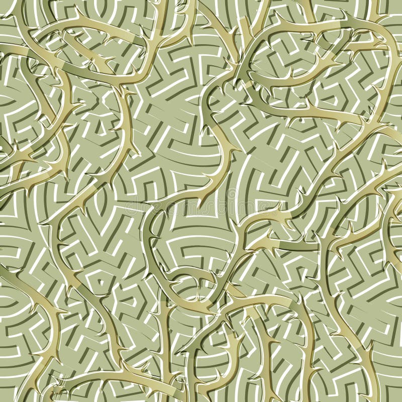 3d Emboss Celtic Greek Style Ornamental Seamless Pattern with Squiggle ...