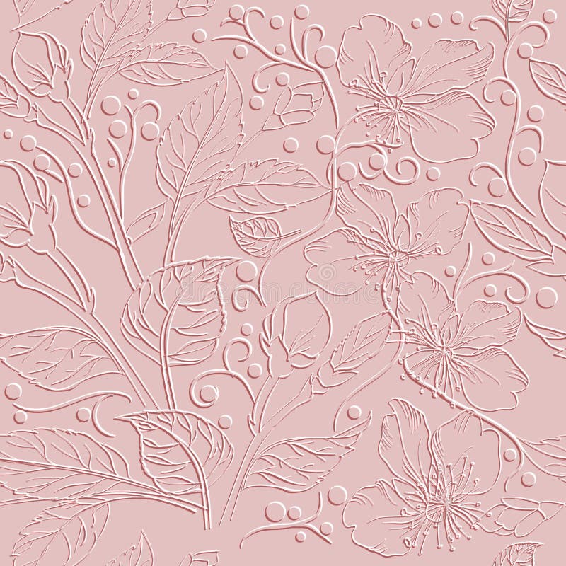 Embossed Floral Line Art Tracery 3d Seamless Pattern. Ornamental ...