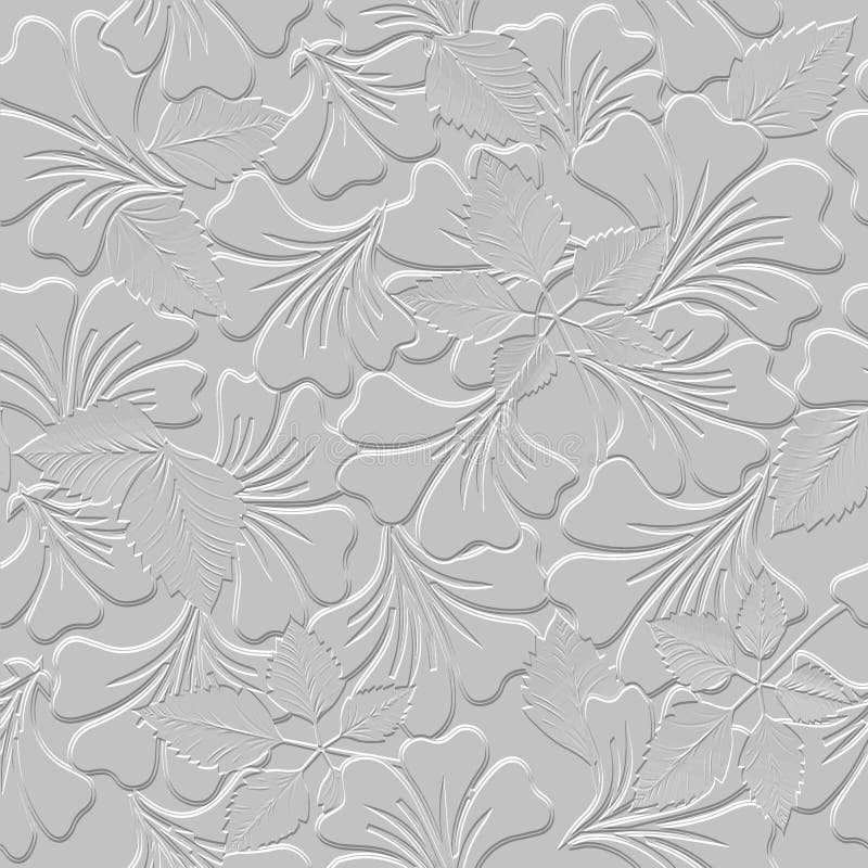 Embossed Floral Line Art Tracery 3d Seamless Pattern. Ornamental ...