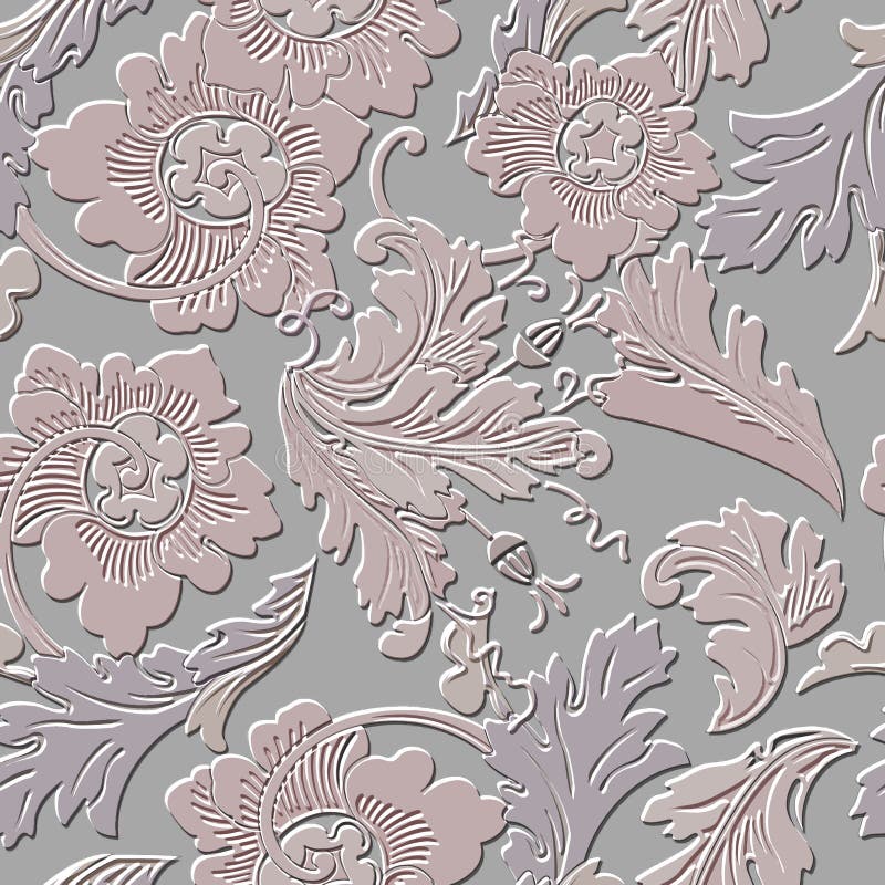 3d Embossed Flowers Seamless Pattern. Textured Beautiful Pink Flowers ...
