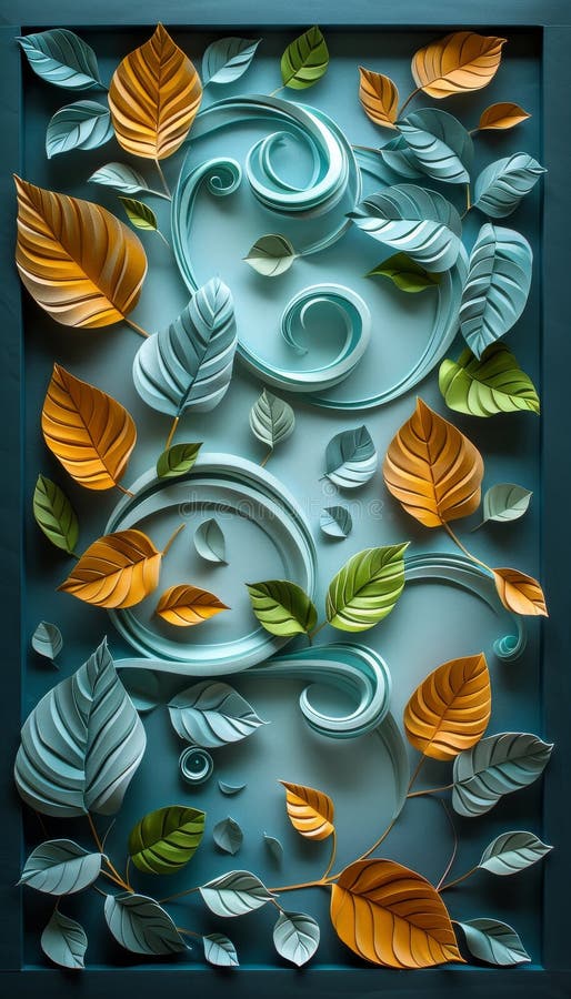 3D Embossed Pattern with Turquoise Paper Texture Featuring Colorful ...