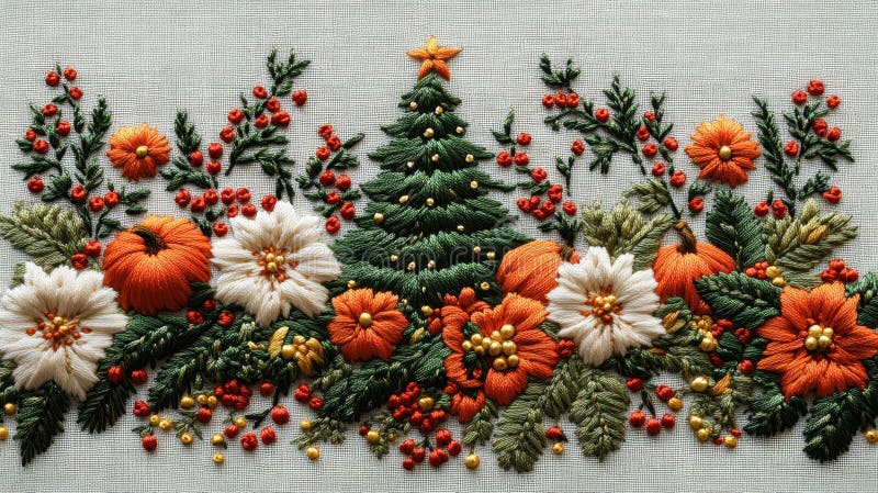 3D Embroidery Design Featuring Intricate Christmas-themed Elements ...