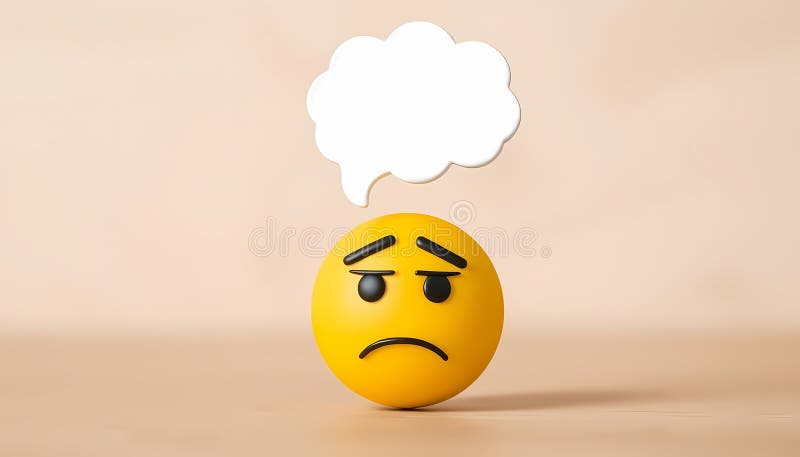 Confused Emoji with Thought Bubble for Creative Reflection Stock ...