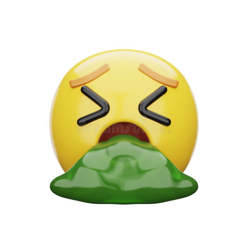 3d emoji Face Vomiting stock illustration. Illustration of logo - 250072327
