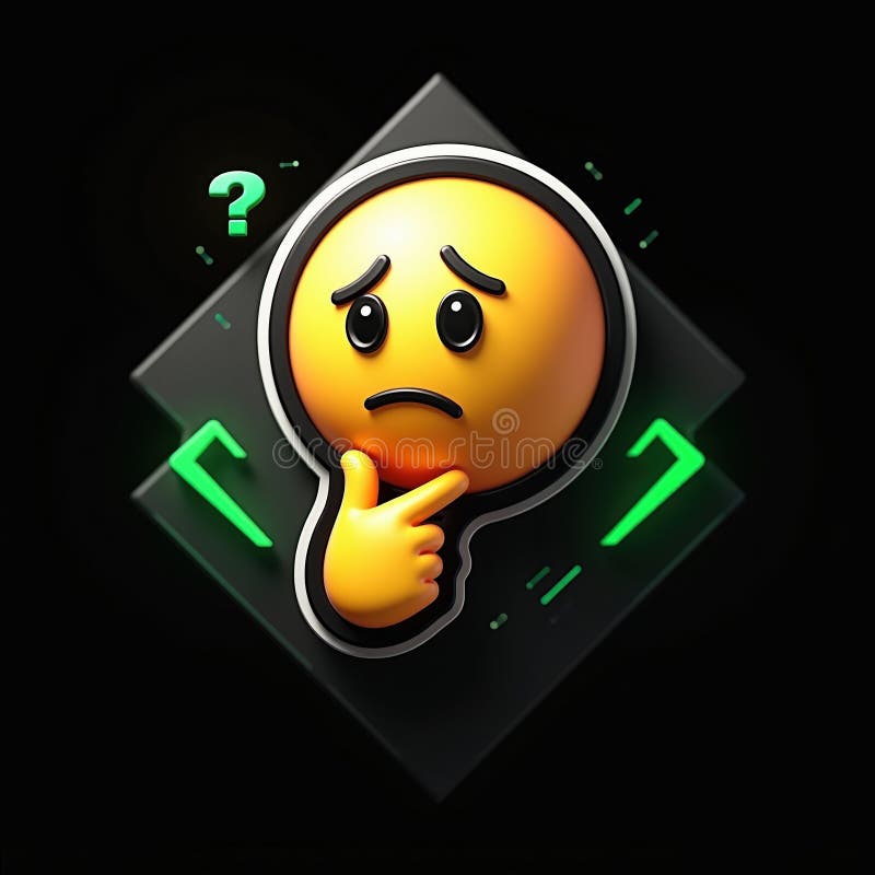 3D Emoji Thinking with Question Mark Stock Illustration - Illustration ...