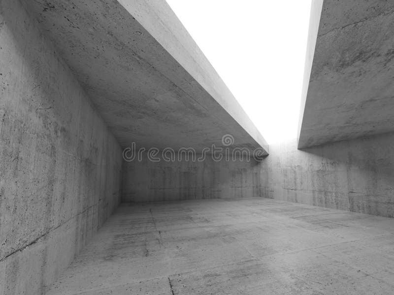 3d Empty Concrete Room Interior Stock Illustration - Illustration of ...