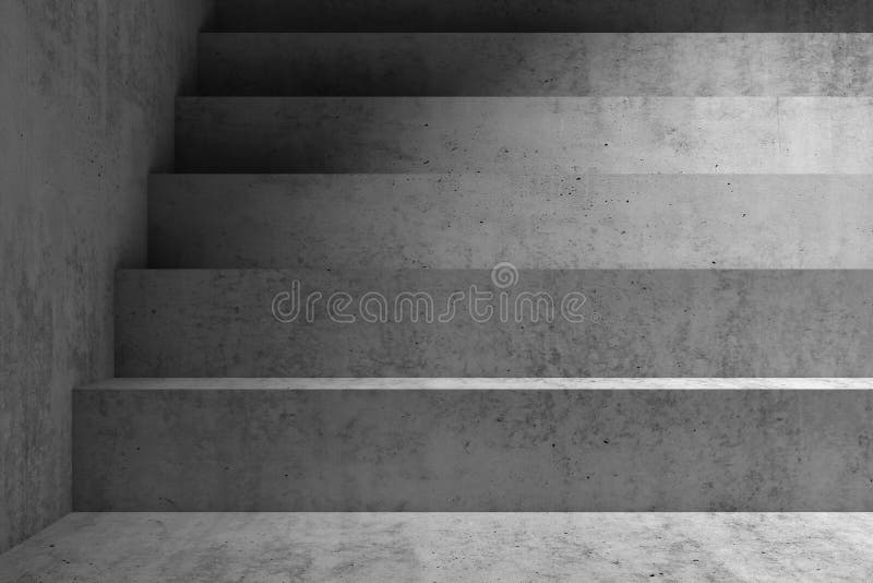 Concrete Staircase in Residential House Building - Side View. 3d Render ...