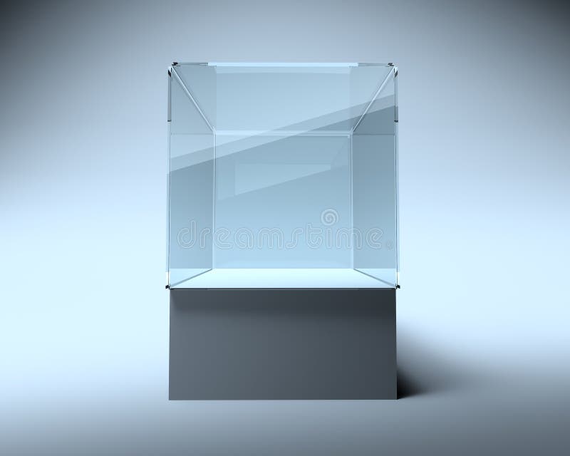 3d Empty Glass Showcase Box for Exhibit and Presentation Stock ...