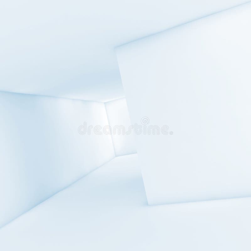 3d Empty Interior with Cube Shaped Column Stock Illustration ...