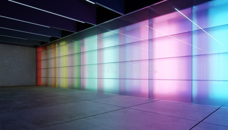3D Empty Modern Multiple Purpose Room Space with Colored Gradient ...