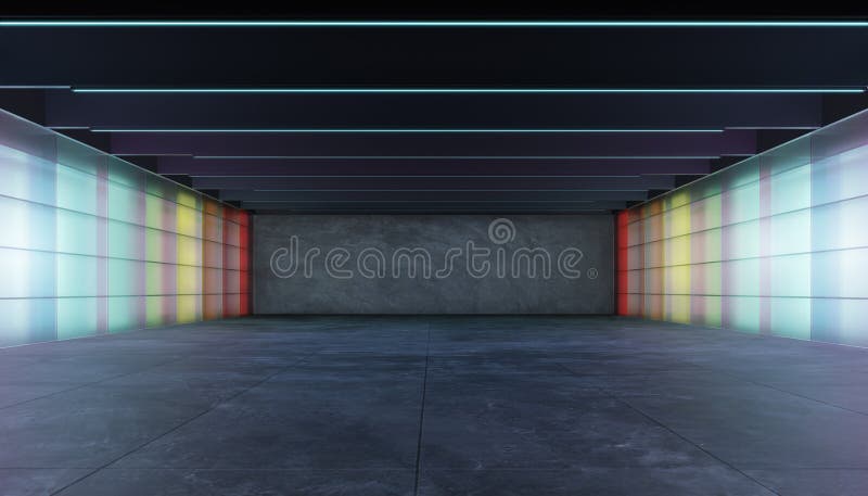 3D Empty Modern Multiple Purpose Room Space with Colored Gradient ...