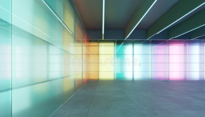 3D Empty Modern Multiple Purpose Room Space with Colored Gradient ...