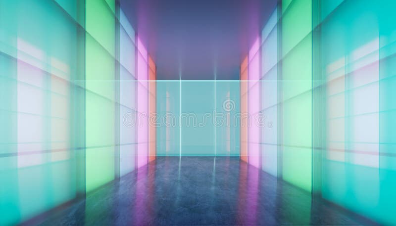3D Empty Modern Multiple Purpose Room Space with Colored Gradient ...