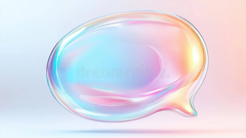 3d of an Empty Neon Holographic Outlined Speech Bubble Message Floating ...