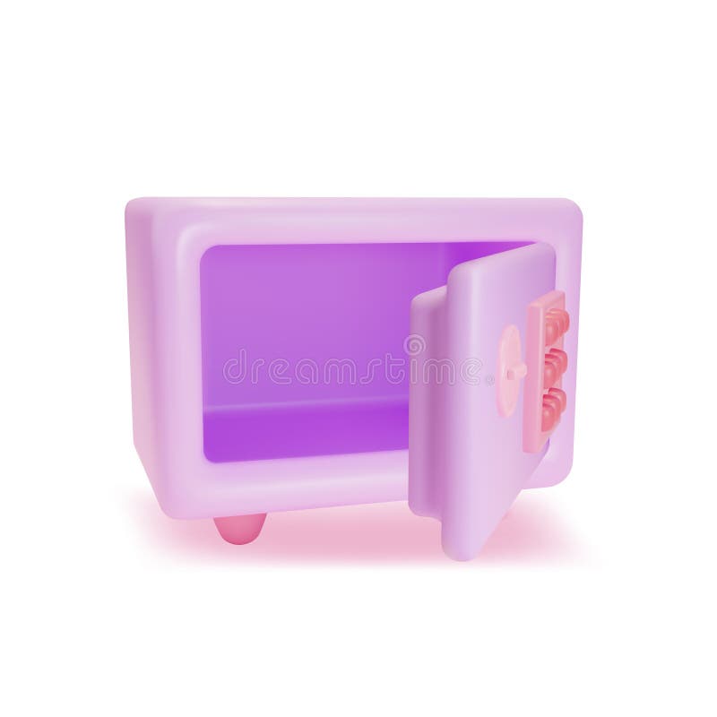 3d Empty Open Safe Cartoon Style. Vector Stock Vector - Illustration of ...