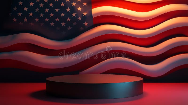 3D Empty Podium with American Flag Texture Background this Image ...
