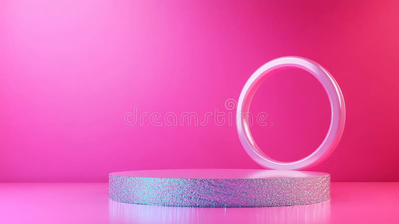 3D Empty Podium Metal Texture with Colorful Background a Vibrant Setup ...