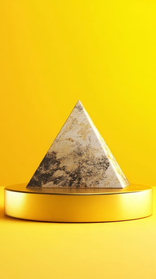 3D Empty Podium with Pyramid Shape and Yellow Background a Sleek ...