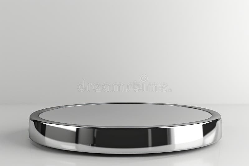 3D Empty Round Metal Chrome Podium on White Background. Generative AI ...