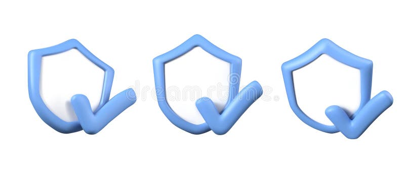 3D Empty Shield with Check Mark. Symbol of Reliable Protection ...