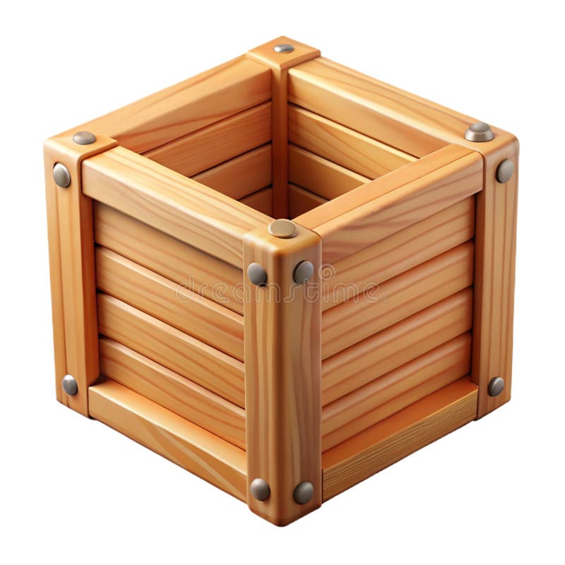 3D Empty Wooden Crate on White Background Stock Illustration ...