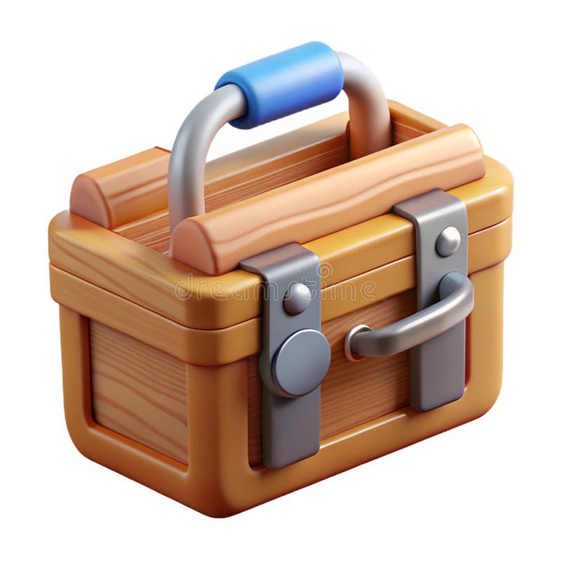 3D Empty Wooden Toolbox on White Background Stock Illustration ...