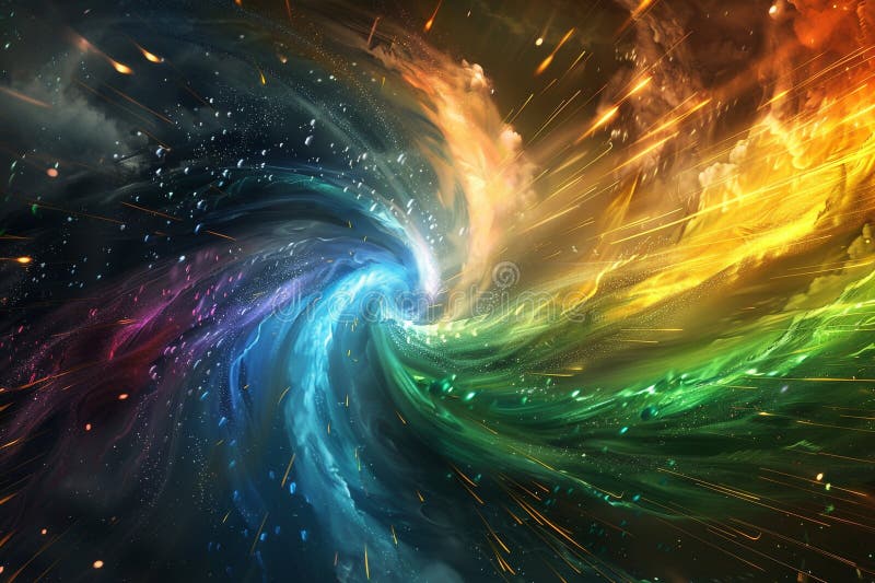 3D Energy and Colors Merge in a Rainbow Tornado Vibrant Display of ...